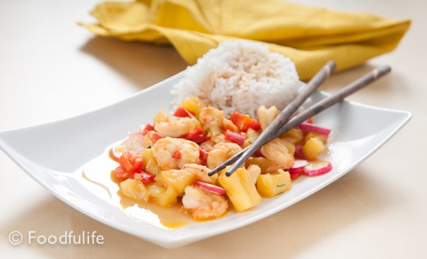 Prawns With Pineapple In Sweet And Sour Sauce | Foodfulife